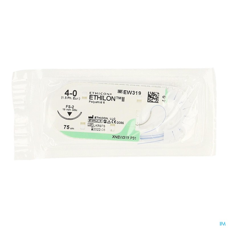 Ethilon Fil de nylon stérile 4-0 | 1pc